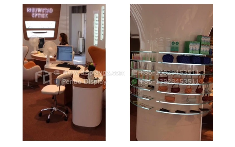 High-end Custom Metal Glasses Display Stand Wall Showcase And New Light ...