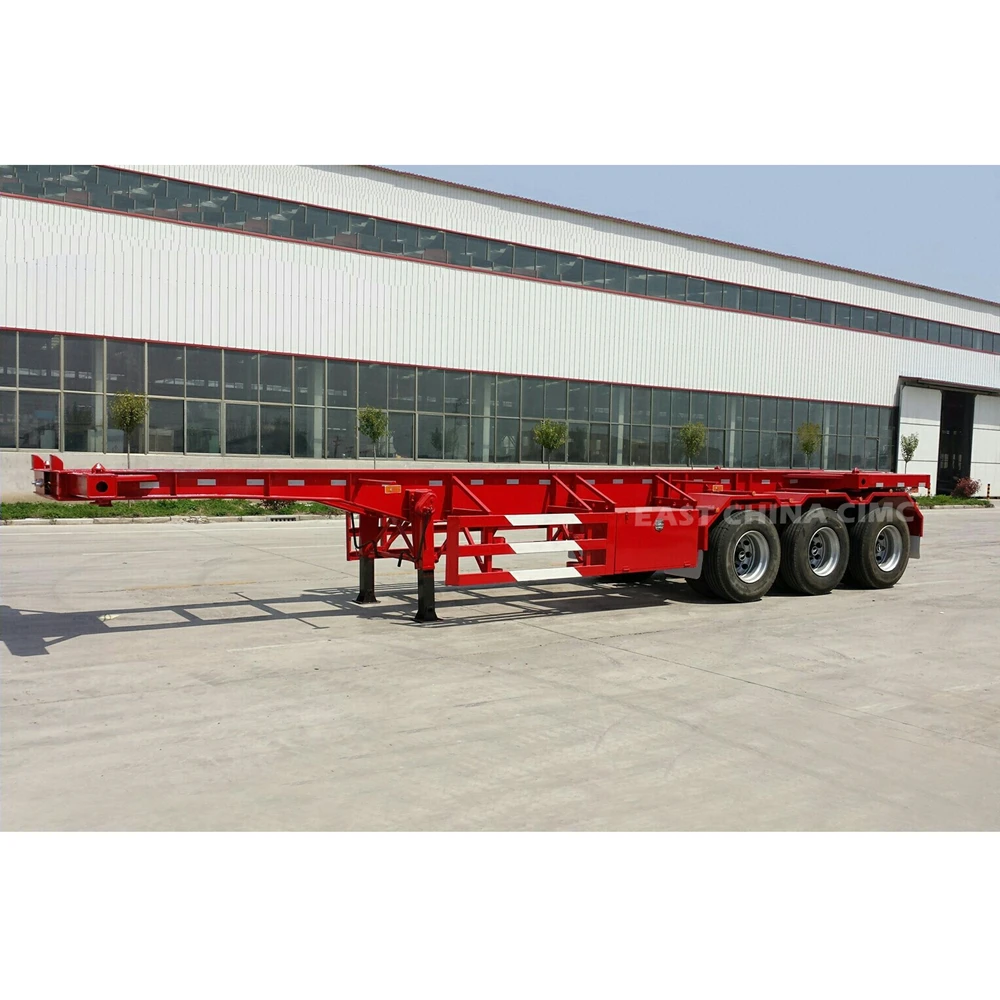 20ft 40ft Container Skeleton Chassis Flat Bed Truck Trailer With Twist Locks 3 Axles Shipping ...