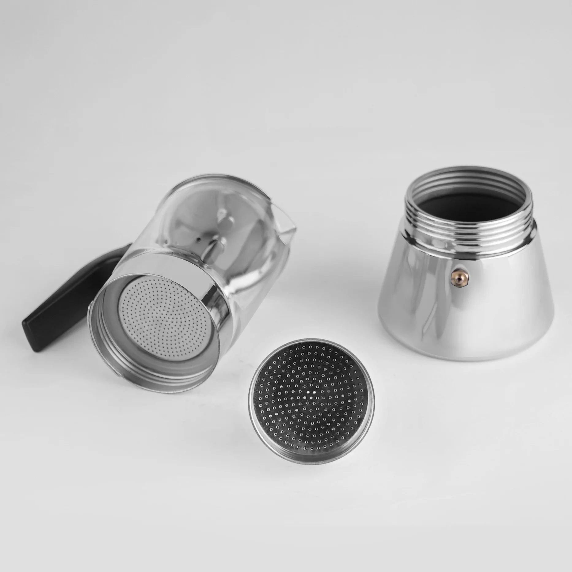 304 Stainless Steel and Glass Moka Pot Hand-Brewed Espresso Machine ...
