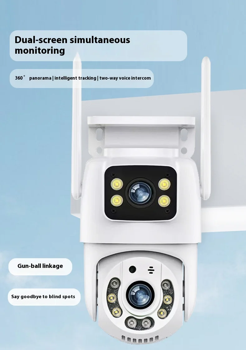Hopeway dual-lens dual-screen ptz surveillance camera home HD night ...
