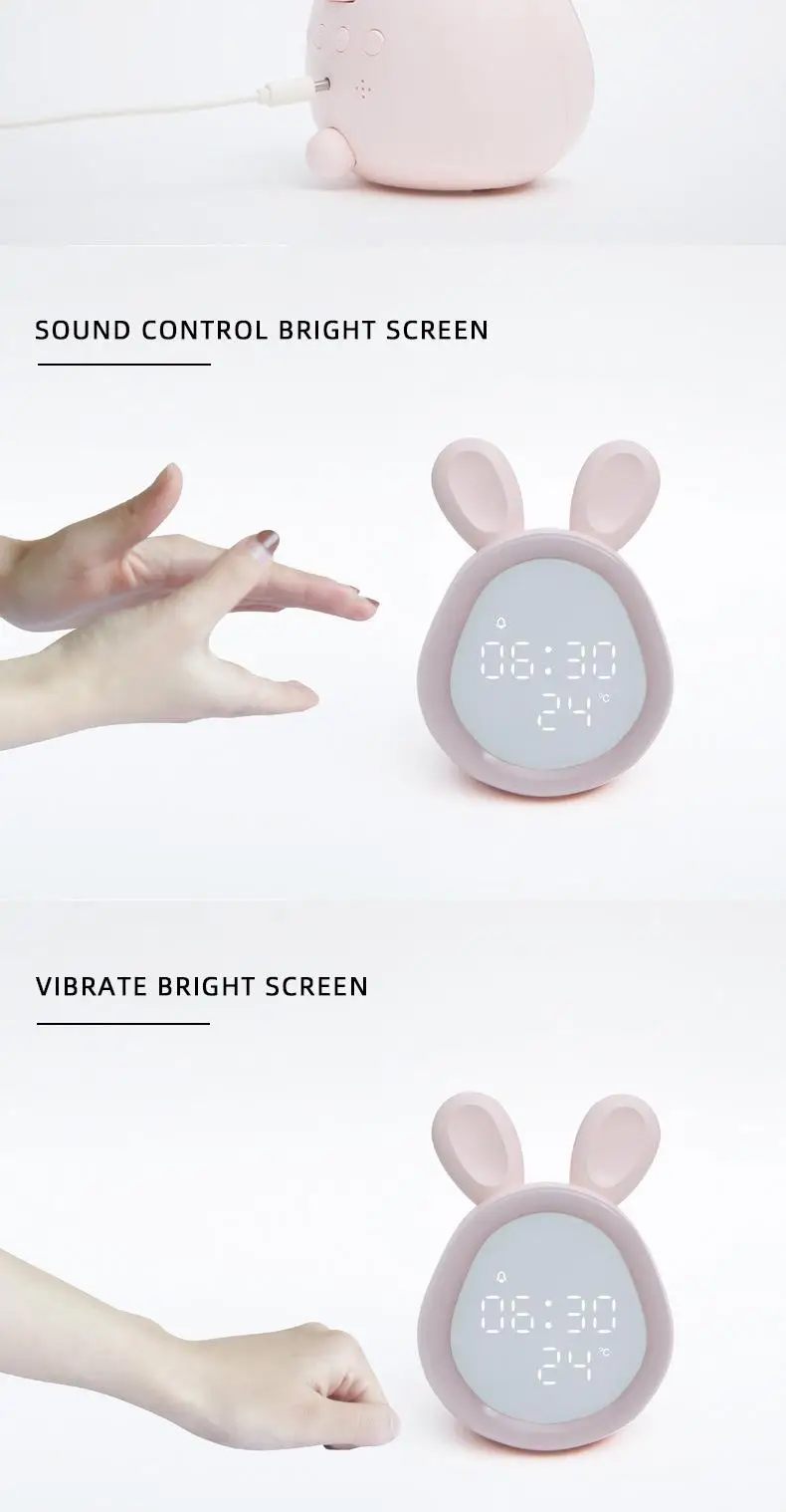 Mini Cute Kids Bunny Alarm Clock With Night Light For Bedrooms - Buy ...