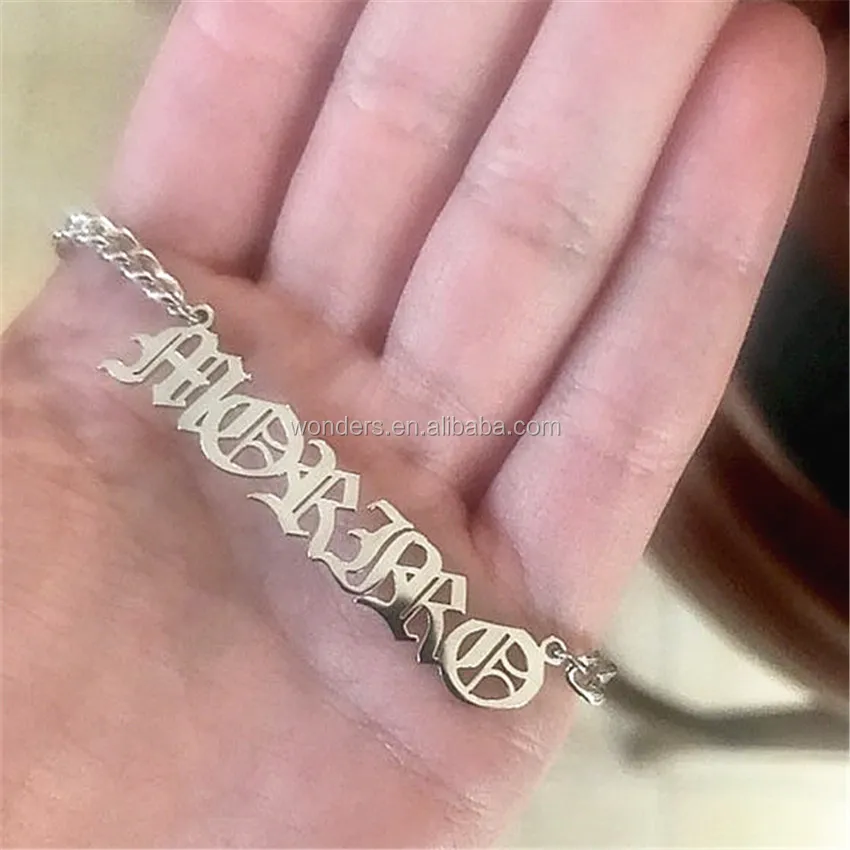 Custom Big Chain Name Plate Necklace Gold Plated Jewelry Stainless ...