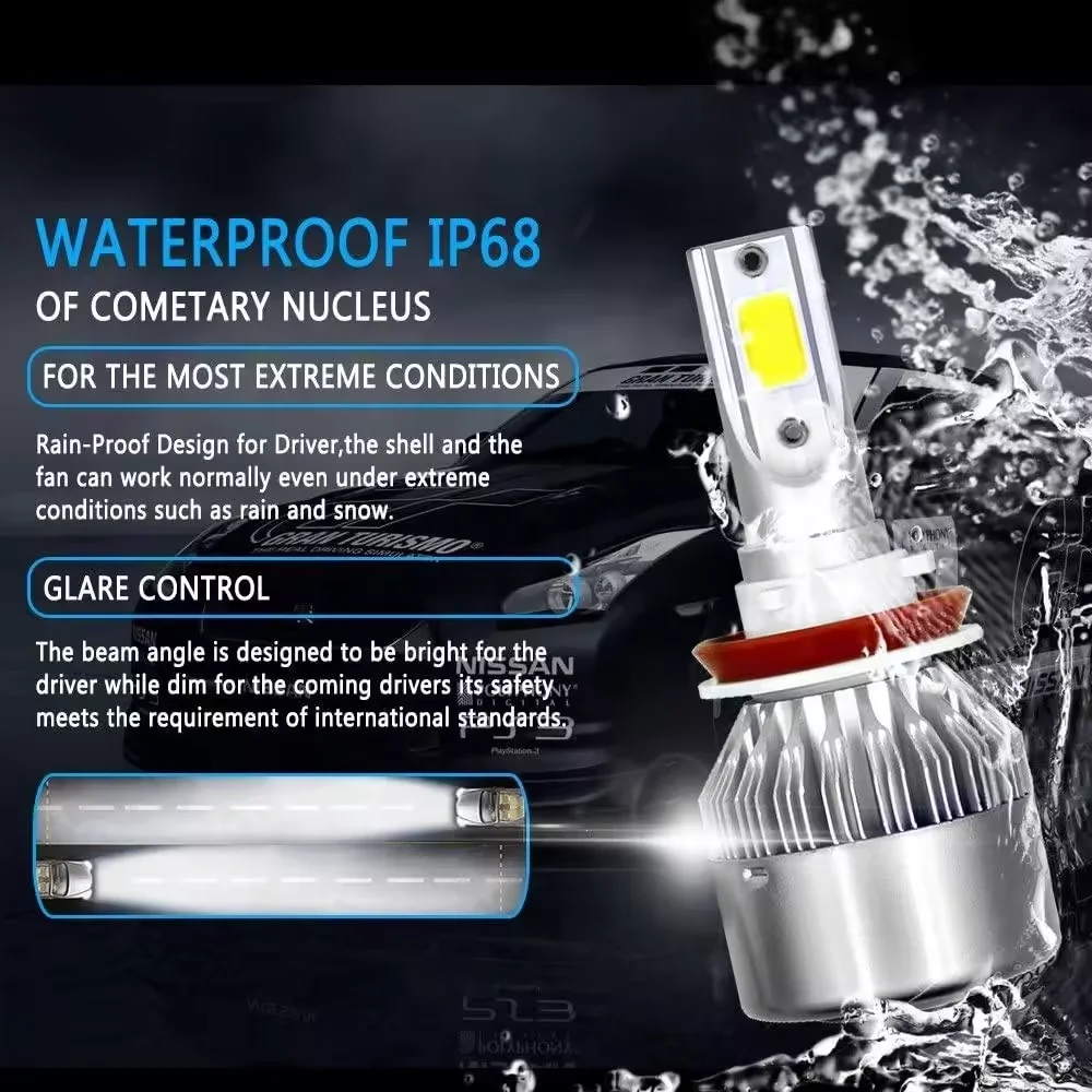 Auto LED Light 36W C6 3800 Lumen H1 6500K COB Chip LED Headlight Bulbs ...