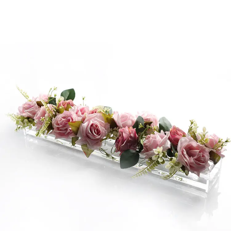Long Rectangular Vase Acrylic Rectangular Modern Vase Box Low Floral ...