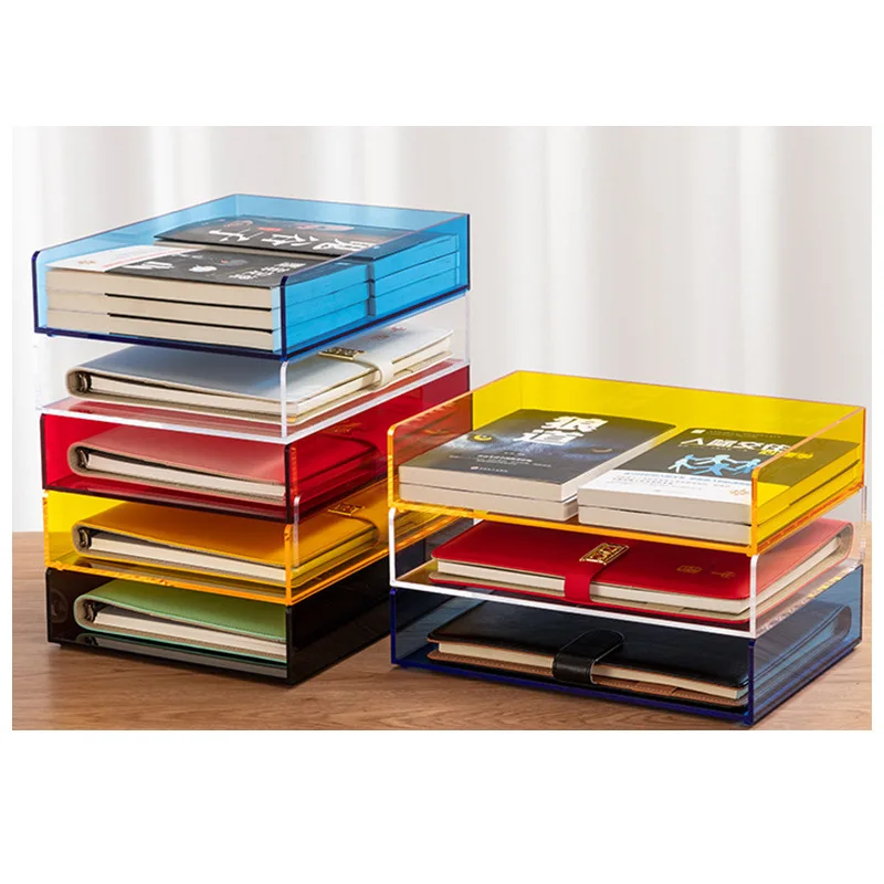 Cy Transparent Stackable Office Storage Organizer Box Rectangular Flat ...