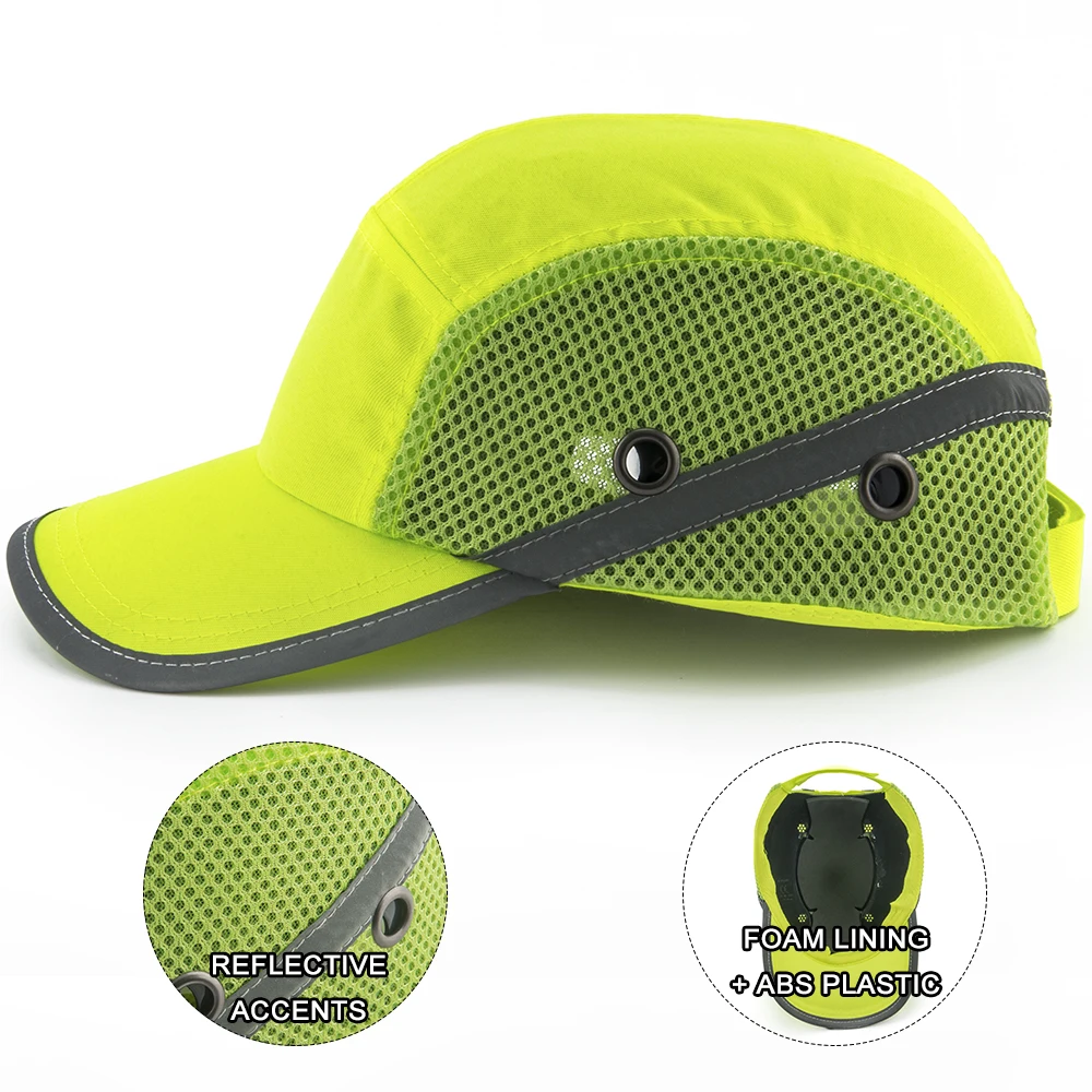 Hexon Baseball Hard Hat - Reflective, Yellow, Detachable Shell