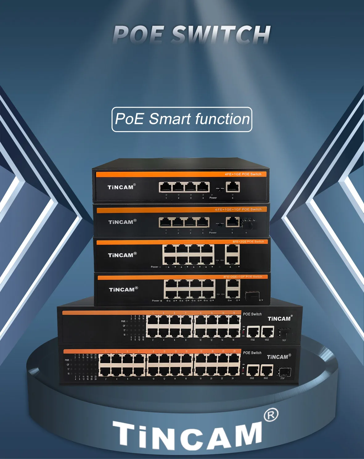 Tincam Dc48v 120w Built-in Power Poe Switch 8 Rj45 Ports 10/100m +2 ...