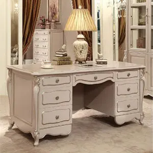 Classic Elegant Solid Wood Desk For Study Room Ivory Color Writing Desk ...