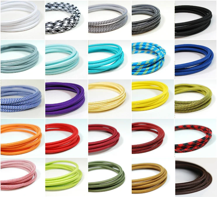 Bunte Runde Textil Kabel Dekorative Stoff Baumwolle Draht Für Edison ...