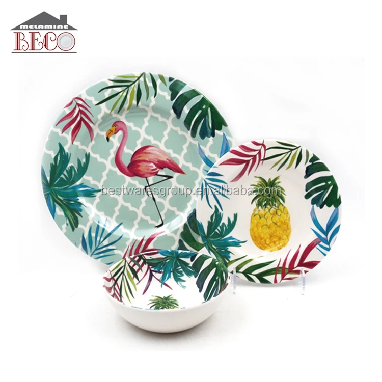 Tropical Flamingo Printed Melamine Dinnerware Set - Buy Tropical ...