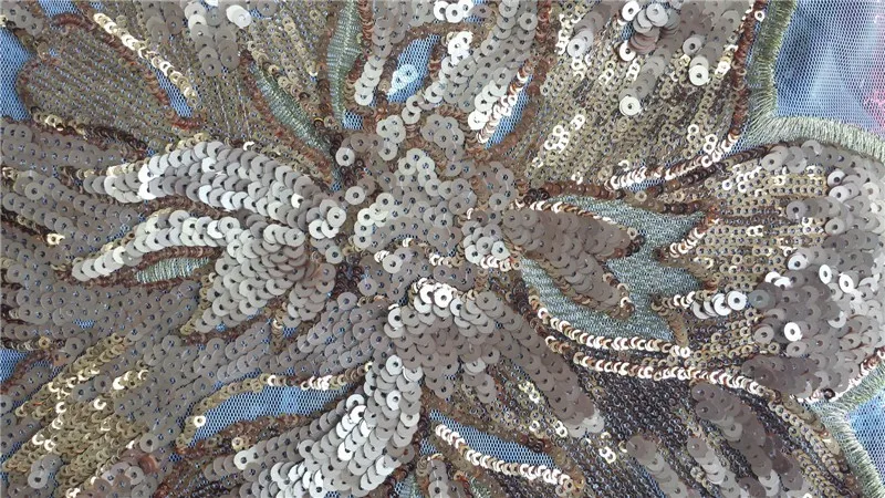 Floral Pattern Beaded Embroidery Fabric/sequin Paillette Glitter Fabric ...