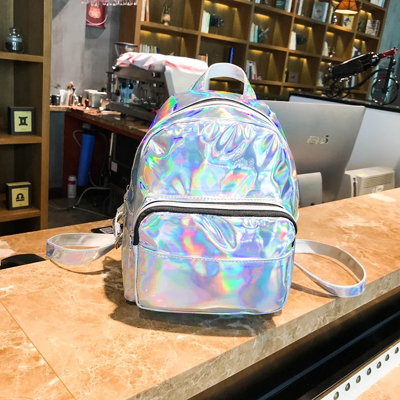 2019 New Laser Pu Leather Clear Girls Kids Custom Logo Leather Hologram ...