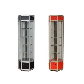 Floor Standing Electric Rotating Glass Shelf Display Stand Showcase ...
