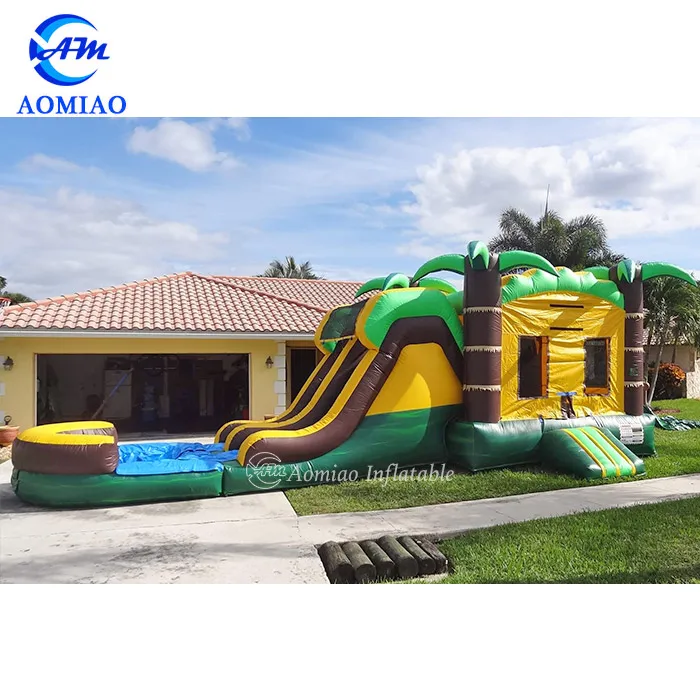 Tropical Rush Jungle Inflatable Bouncer Air Water Slide Jumping Bouncy ...