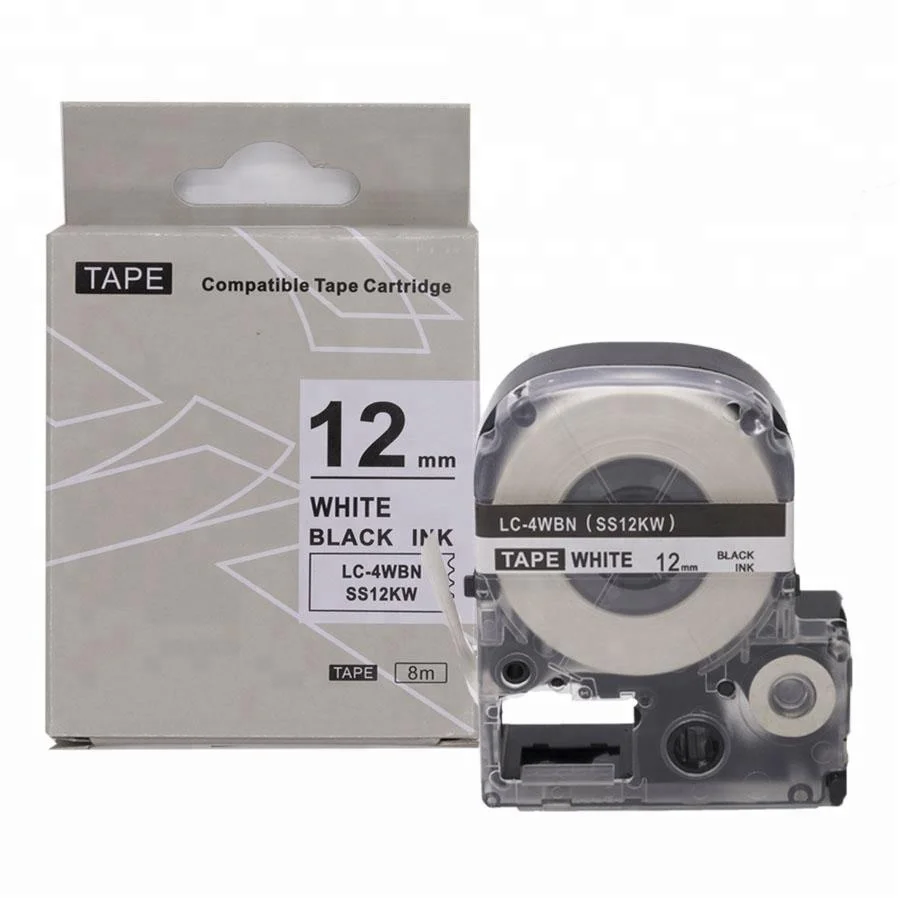 Ss12kw 12mm Black On White Color Waterproof Compatible Tepra Label Tape ...