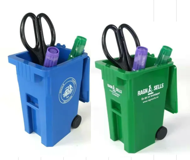 Desktop Pen Container Mini Trash Can Pen Holders Plastic Office Or ...