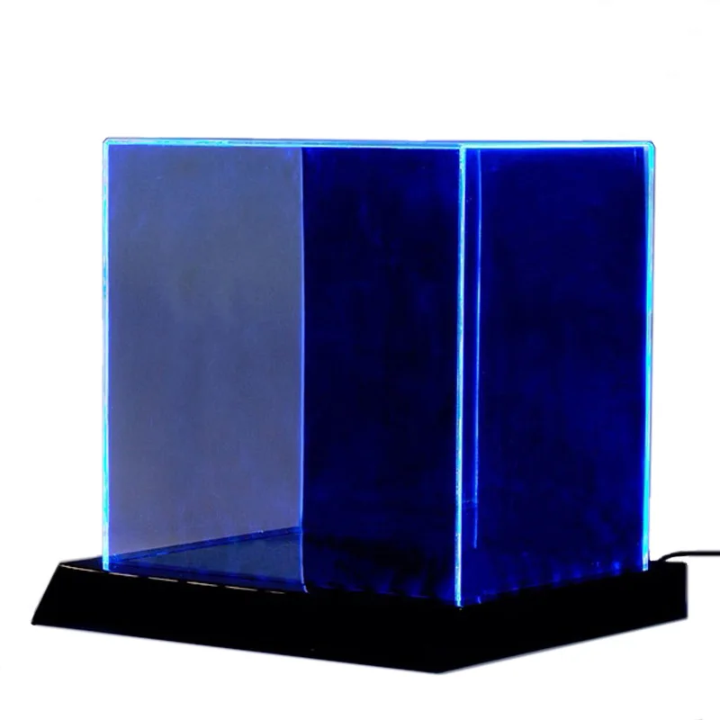 Customized Cube Clear Acrylic Led Display Box With Blue Light - Buy ...