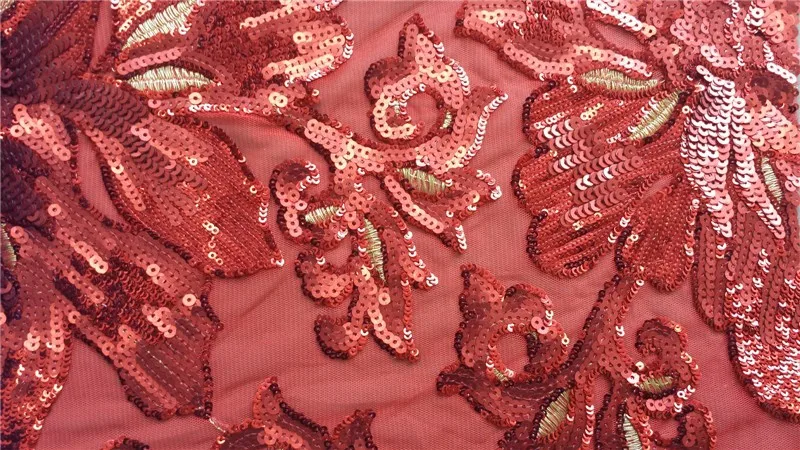 Floral Pattern Beaded Embroidery Fabric/sequin Paillette Glitter Fabric ...