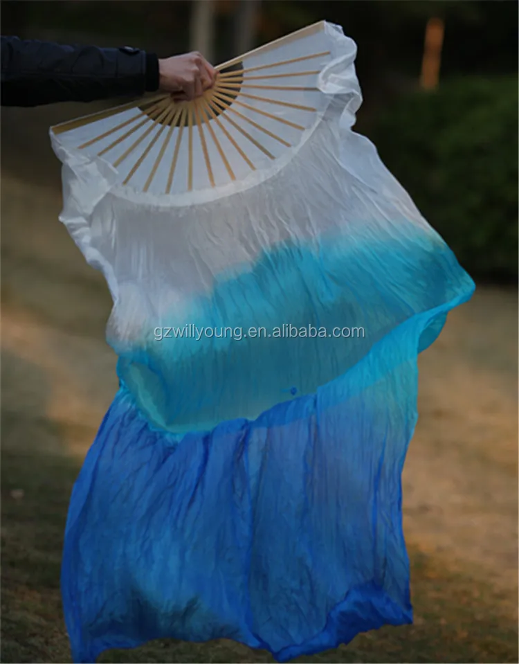 Real Silk Fan Veils,Pure Silk Material,180*90cm,White/turquoise/blue ...