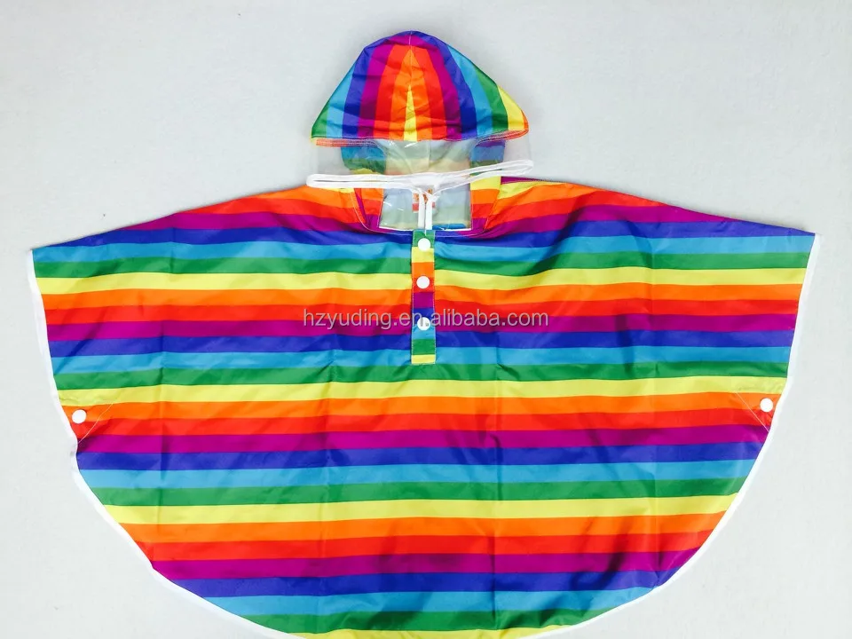 Waterproof Polyester Colourful Rainbow Raincoat For Kids - Buy Rainbow ...