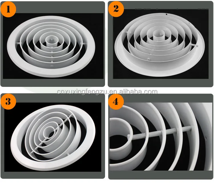 Round Ceiling Air Conditioning Diffuser Aluminum Adjustable Ring Jet ...