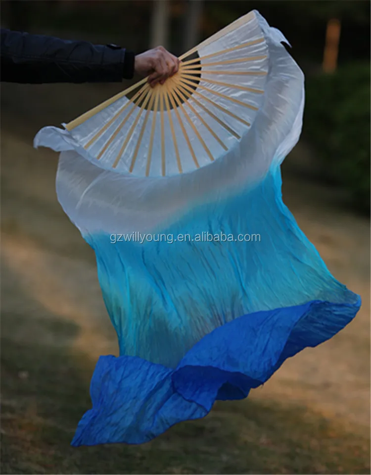Real Silk Fan Veils,Pure Silk Material,180*90cm,White/turquoise/blue ...