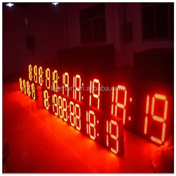 Outdoor Led Clock Time Date Temperature Sign 6 Digit Led 7 Segment ...