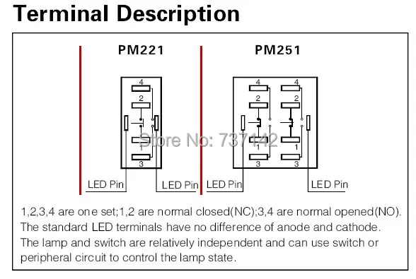 Elewind 22mm Bi-color Momentary Push Button Switch(pm221f-11e/r-g/12v/s ...