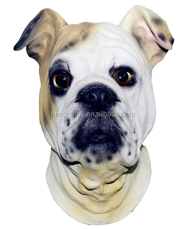 Novelty Latex Rubber Creepy Dog Bulldog Mask Halloween Prop - Buy ...