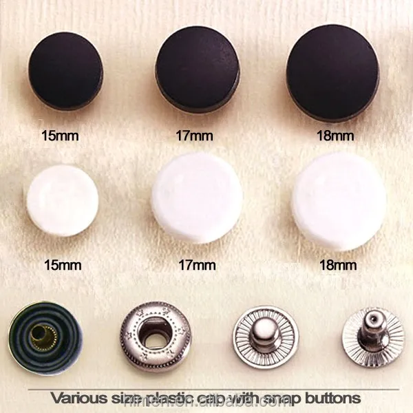 4 Part Buttons Spring Snap Button With Big Plastic Cap Size From 15mm ...