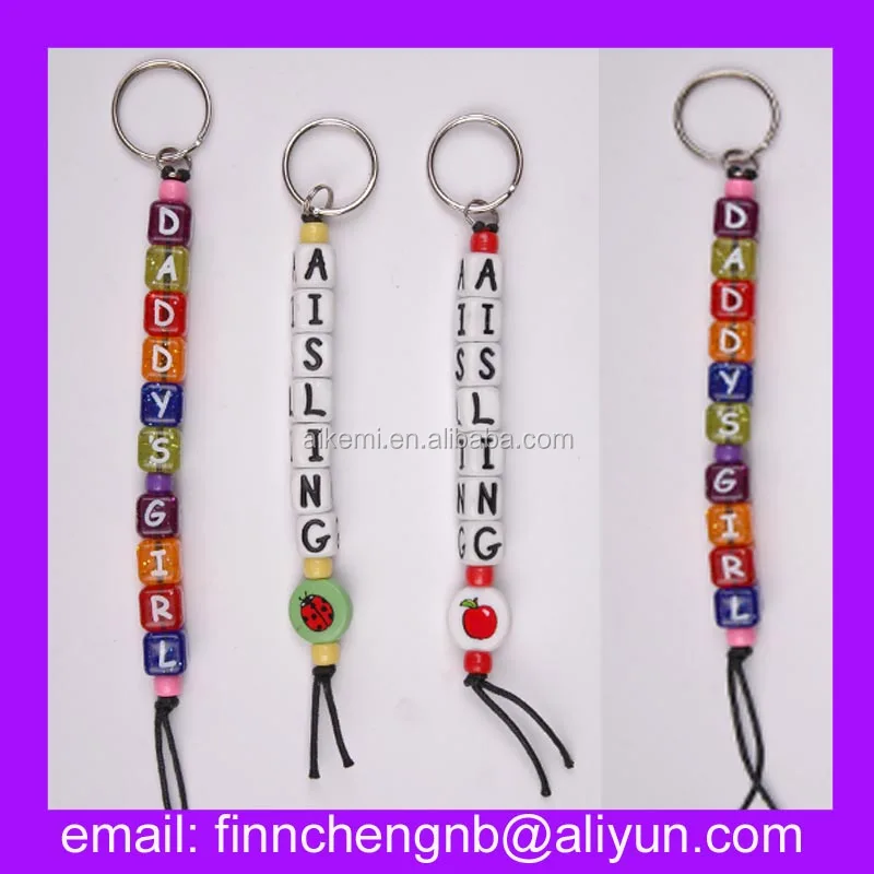 Plastic Alphabet Dice Cube Beads Keychain Vertical Hole Plastic ...