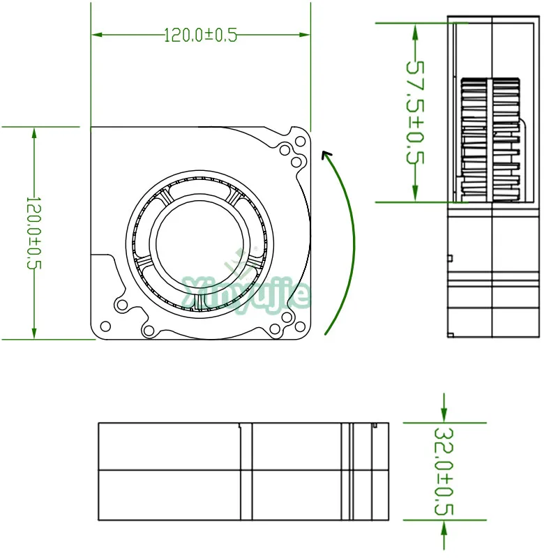 High Pressure 120mm 12v Centrifugal Fan Small Size Air Blower Fan ...