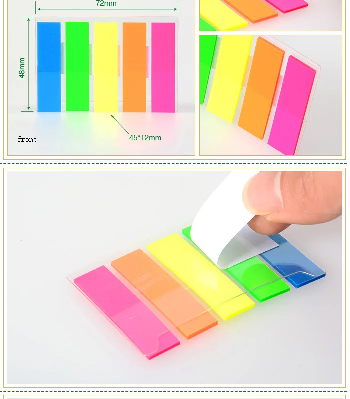 Fluorescent Neon Color Film Index Sticky Notes PET Book Index
