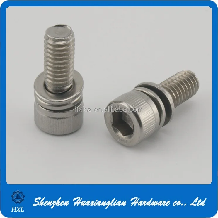 Stainless Steel M6*16 Hex Socket Head Cap Sem Screws With Flat Washer ...