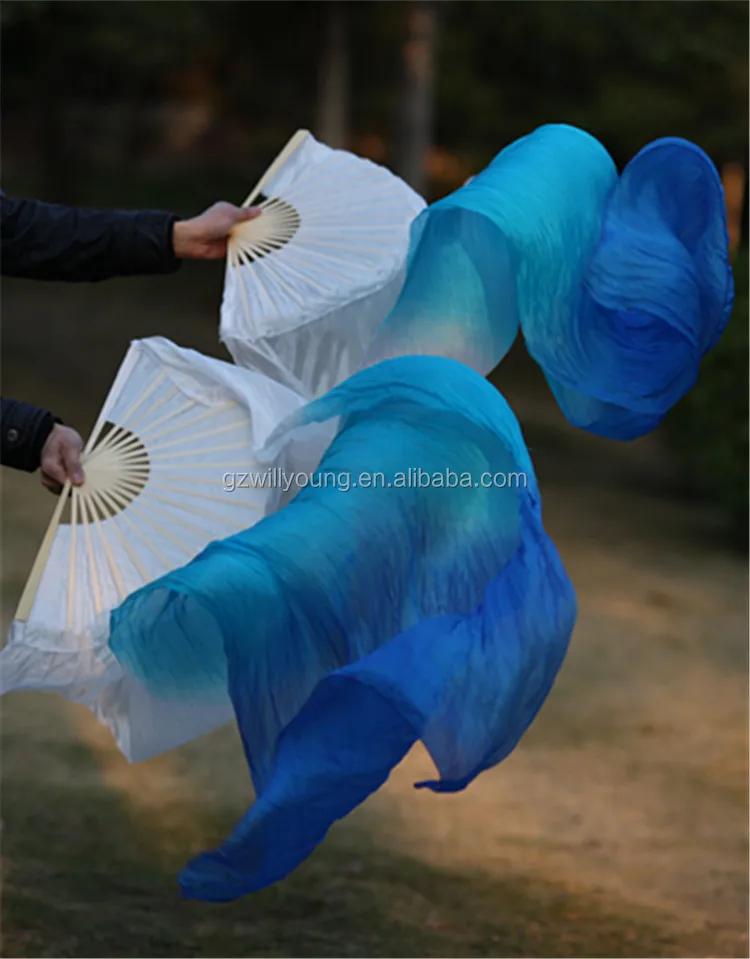 Real Silk Fan Veils,Pure Silk Material,180*90cm,White/turquoise/blue ...