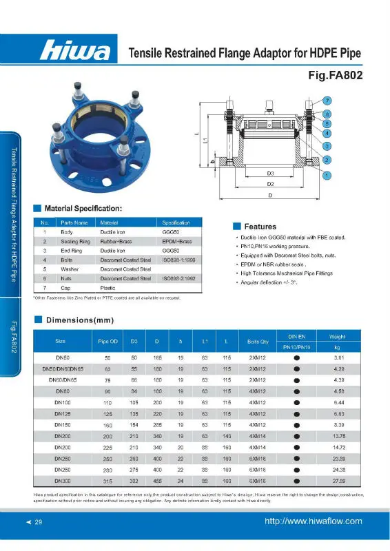 Flange Adaptor For Pe Pipe - Buy Restrained Flange Adaptor For Hdpe ...