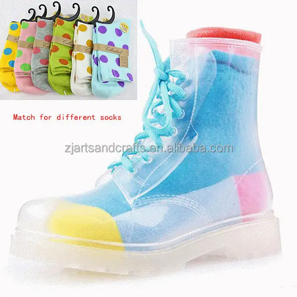 Transparent Waterproof Ankle PVC Rain Boot for Women