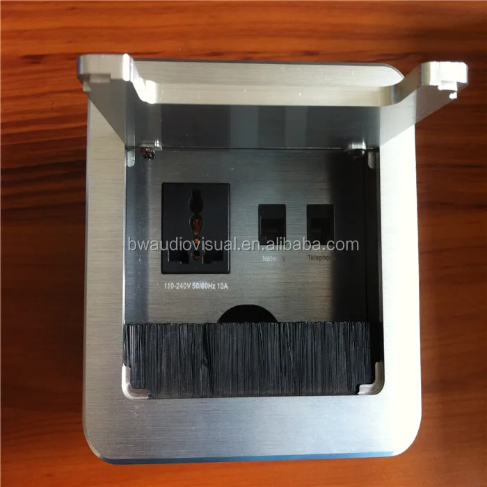 New Design Office Furniture Table Socket With Brush Aluminum Cover/flip ...