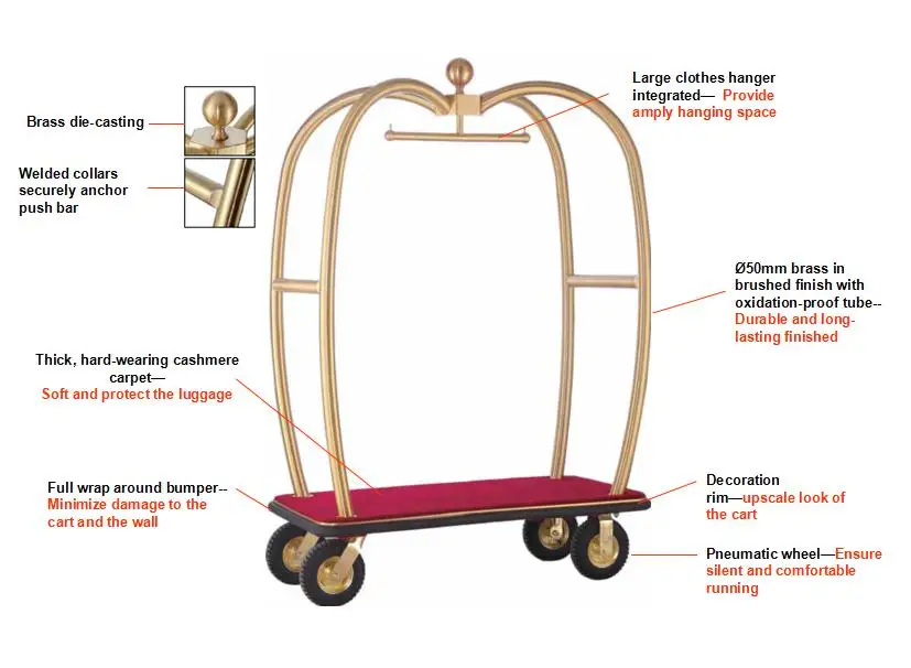 Luxury Hotel Lobby Luggage Cart Luggage Trolley Bellboy Trolley ...