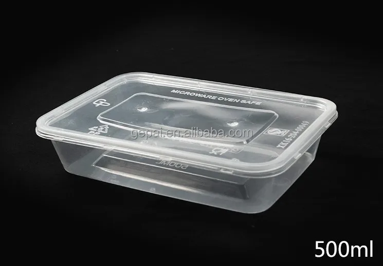 500ml Restaurant Rectangular Takeaway Disposable Plastic Hot Food ...