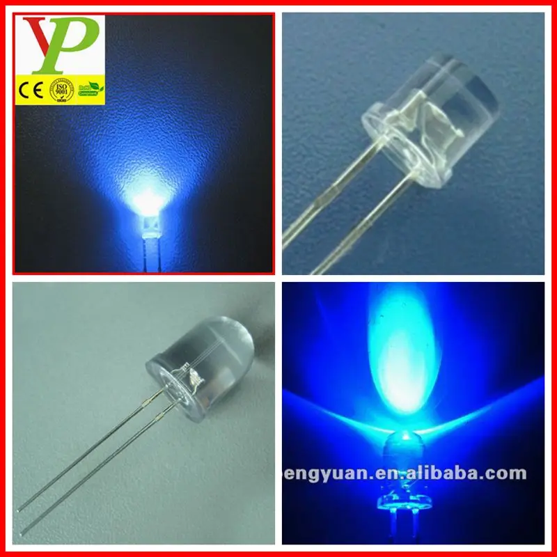 Super Bright Bullet/round/flat Top 10mm Blue Led Diodes - Buy 10mm Blue ...