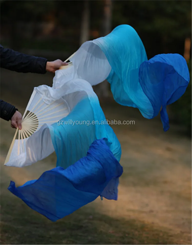 Real Silk Fan Veils,Pure Silk Material,180*90cm,White/turquoise/blue ...