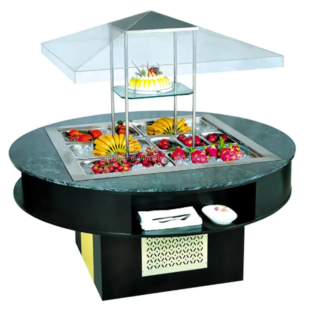 Luxury Marble Salad Bar Display Counter Commercial Refrigerator Counter ...