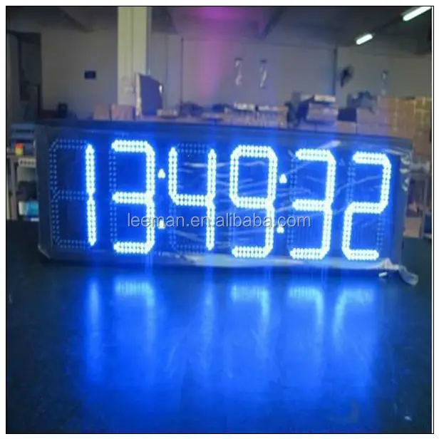 Outdoor Led Clock Time Date Temperature Sign 6 Digit Led 7 Segment ...