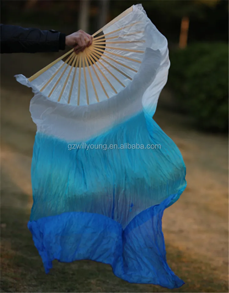 Real Silk Fan Veils,Pure Silk Material,180*90cm,White/turquoise/blue ...