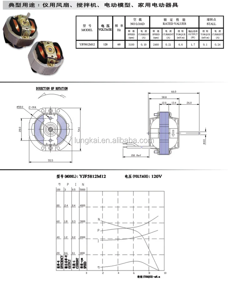 Shaded Pole Motor Yj58 12 With Ce Emc - Buy Shaded Pole Motor Yj58 12 ...