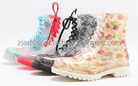 Transparent Waterproof Ankle PVC Rain Boot for Women
