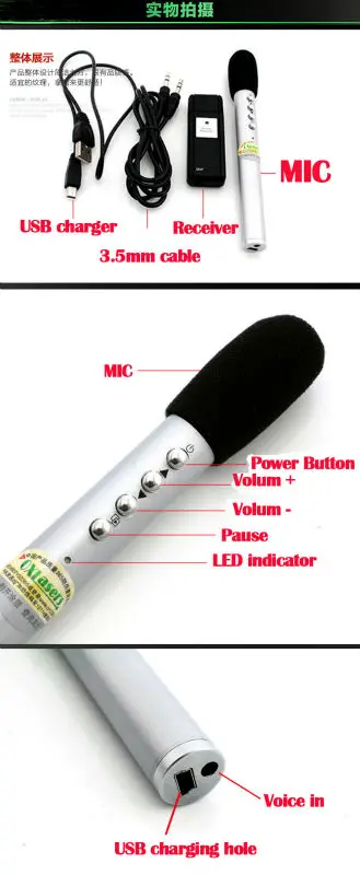 Pen Shaped Mini 2.4g Wireless Microphone Handheld Mic With Usb Receiver ...