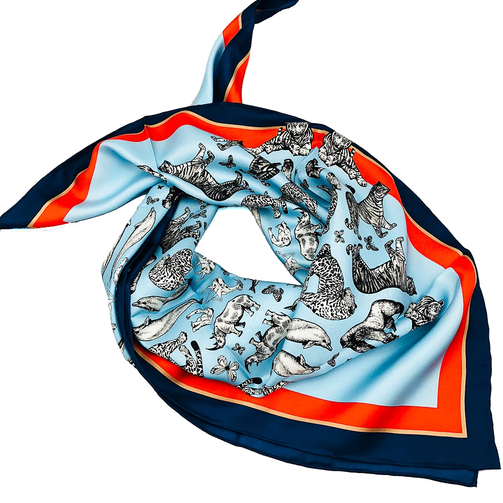 Luxury Fashion Custom Pattern Screen Printed Women Bank Staff Blue ...