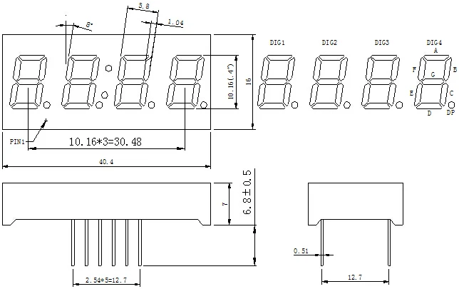 Super Red 0.4 Inch Digit Common Anode 7 Segment 4 Digit Led Number ...